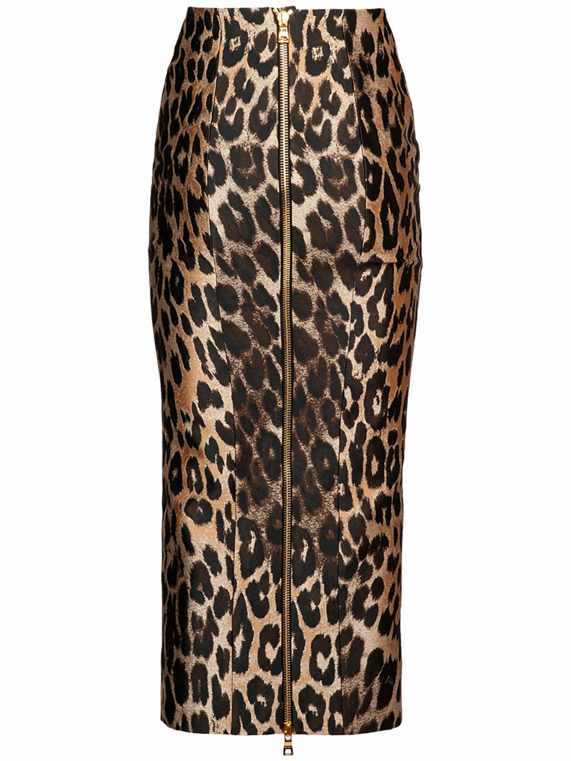 BALMAIN - Leopard Print Pencil Midi Skirt Balmain