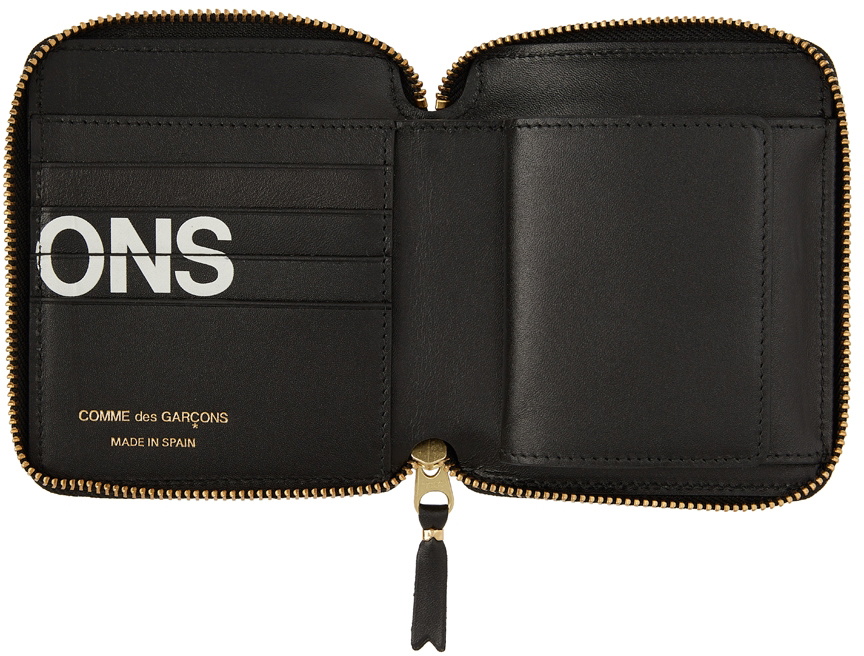 COMME des GARÇONS WALLETS Black CDG Huge Logo Zip Around Wallet Comme ...