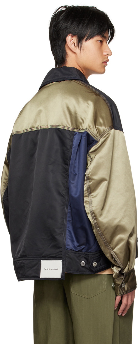 Feng Chen Wang Khaki Deconstructed Panel Jacket Feng Chen Wang