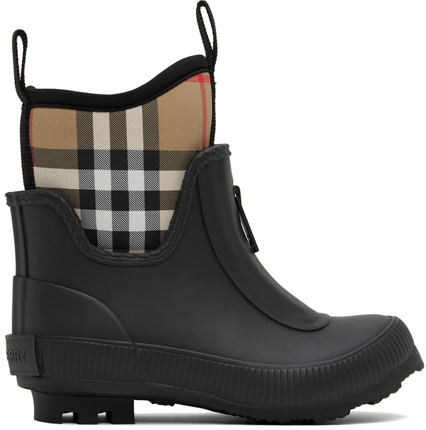 Burberry Kids Black Vintage Check Boots Burberry
