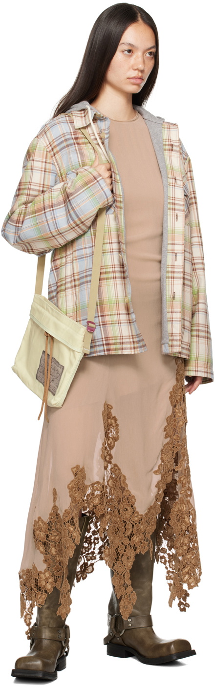 Acne Studios Taupe Lace Trim Midi Dress Acne Studios