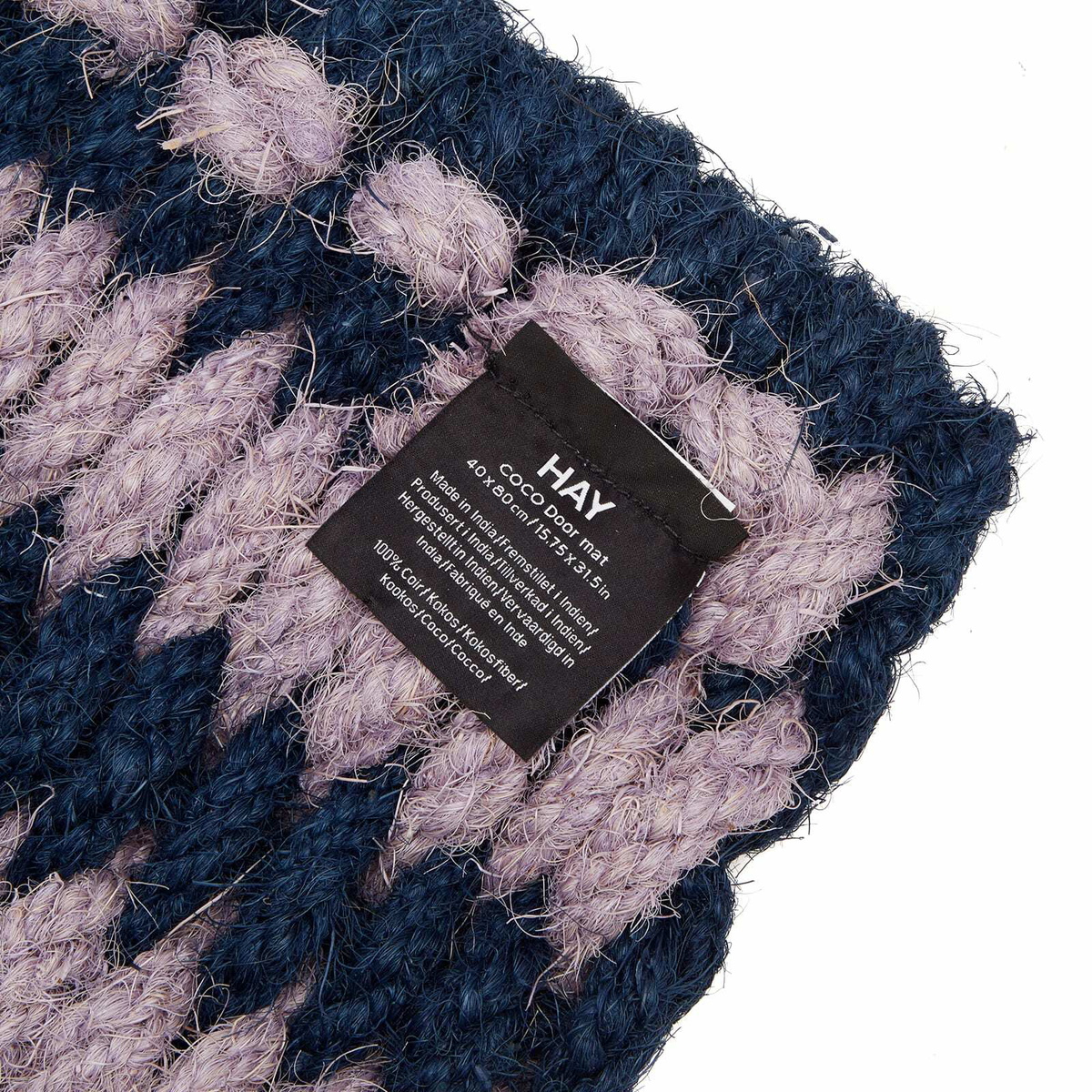 HAY Coco Door Mat - Stripe Wide in Lavender/Navy HAY