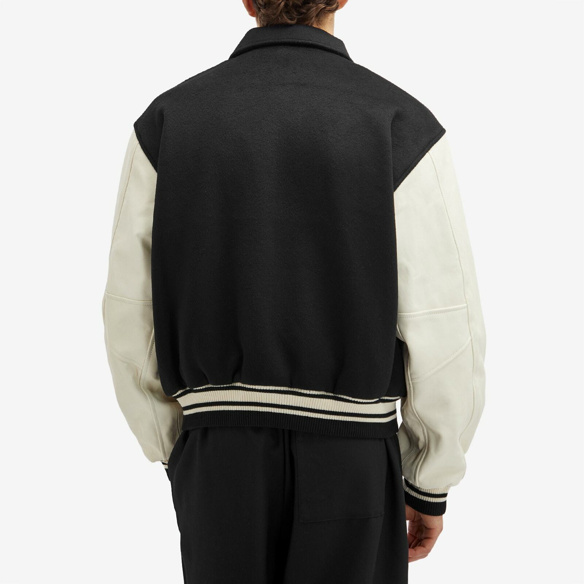 Rhude Men's Collegiate Varsity Jacket in Black/Cream Rhude
