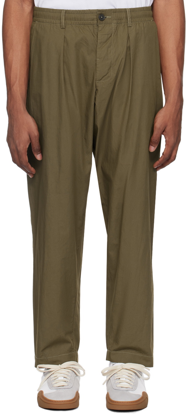 Universal Works Khaki Pleated Trousers Universal Works