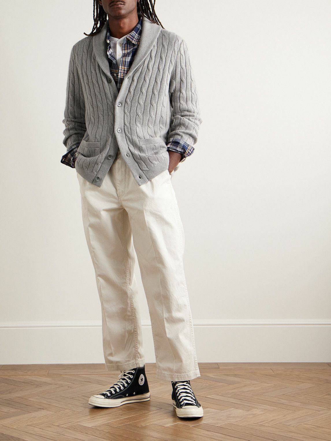 Polo Ralph Lauren - Shawl-Collar Cable-Knit Cashmere Cardigan - Gray Polo Ralph Lauren