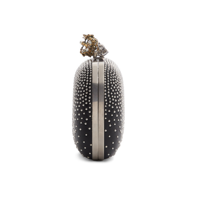 Alexander McQueen Black Embellished King and Queen Clutch Alexander McQueen