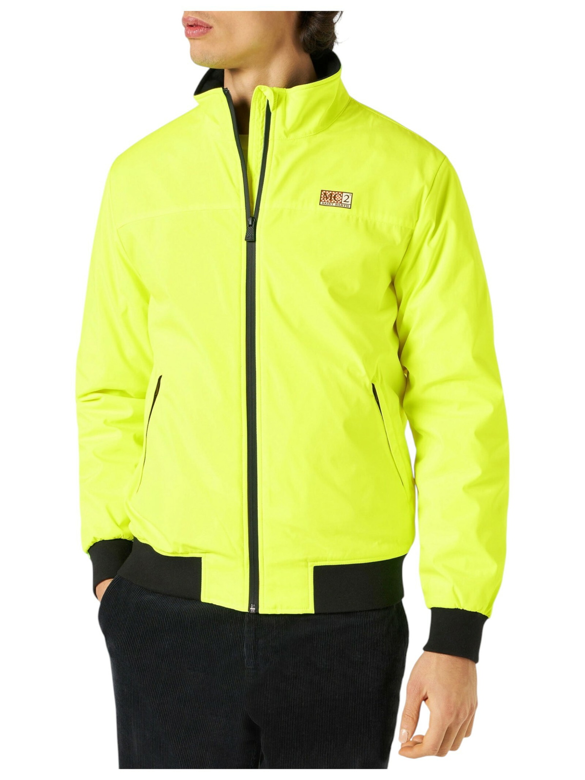 MC2 Saint Barth Man Fluo Yellow Bomber Jacket Country With Furry Lining MC2 Saint Barth