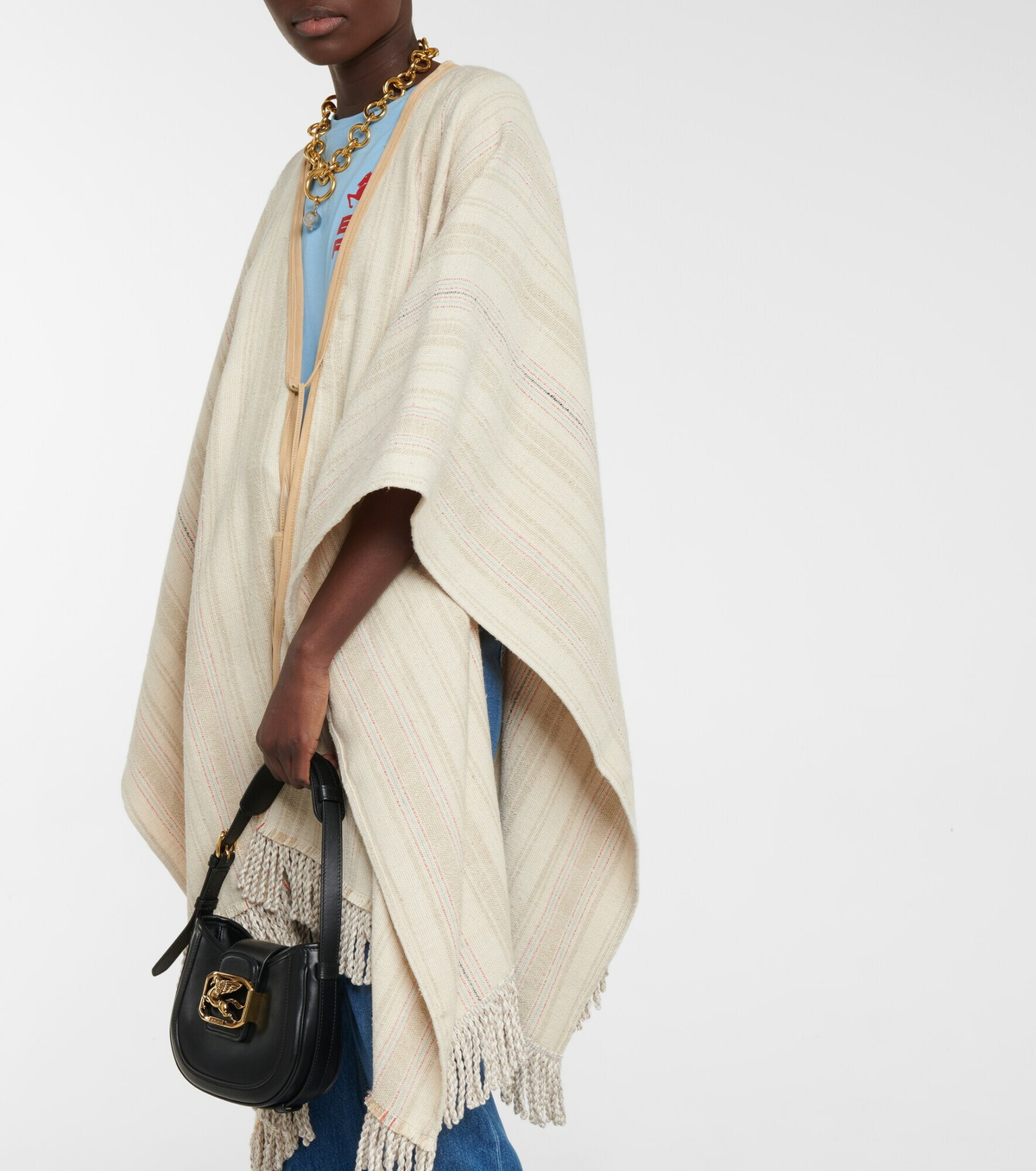 Etro - Striped linen and silk cape Etro