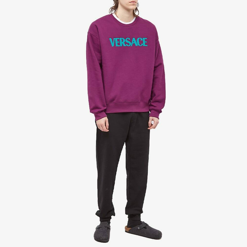 Versace Men's Logo Applique Crew Sweat in Plum Versace