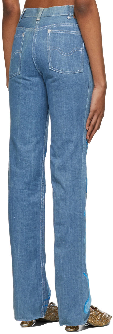 Anna Castellano SSENSE Exclusive Blue Painted Jeans