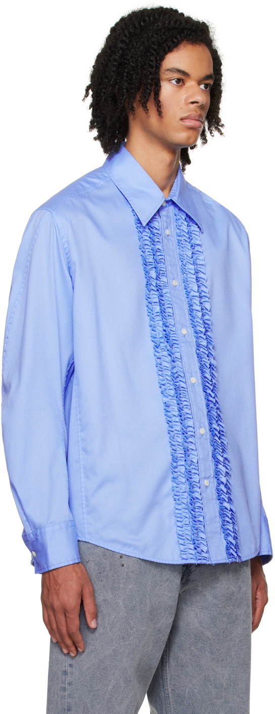 NVRFRGT Blue Ruffle Shirt