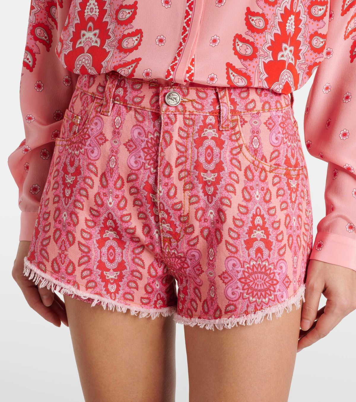 Etro Printed denim shorts Etro