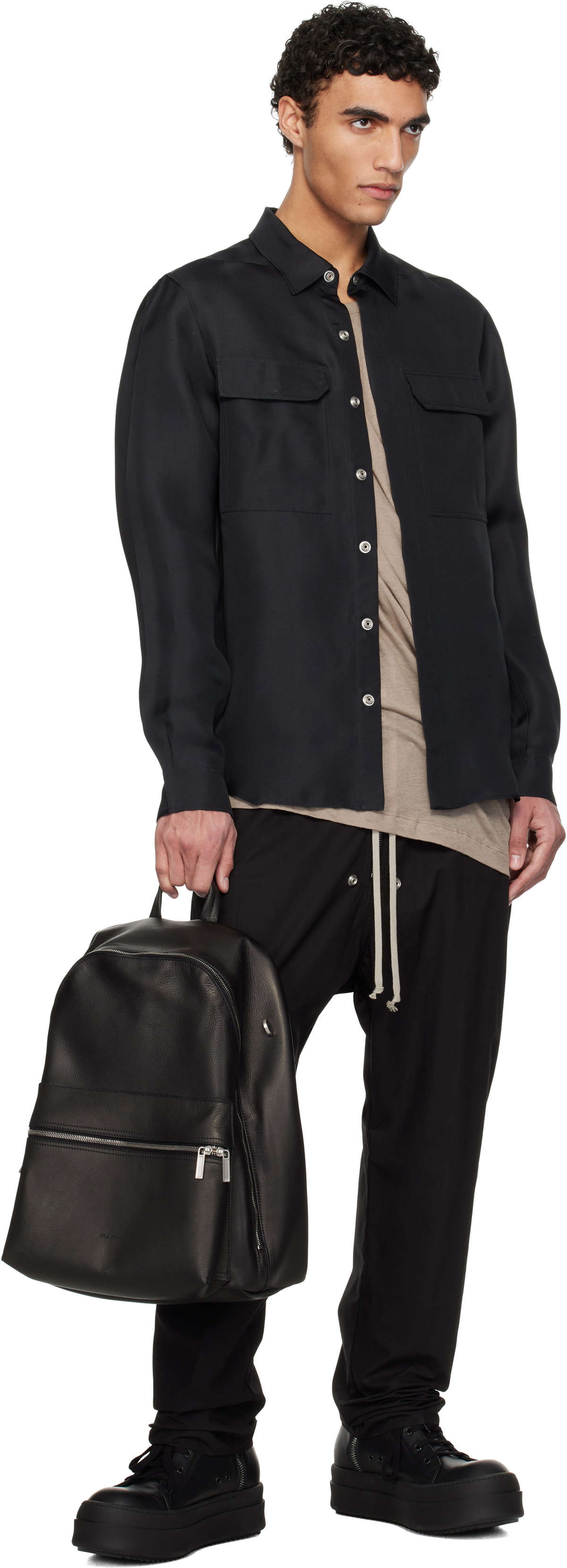 Rick Owens Black Hollywood Leather Backpack Rick Owens