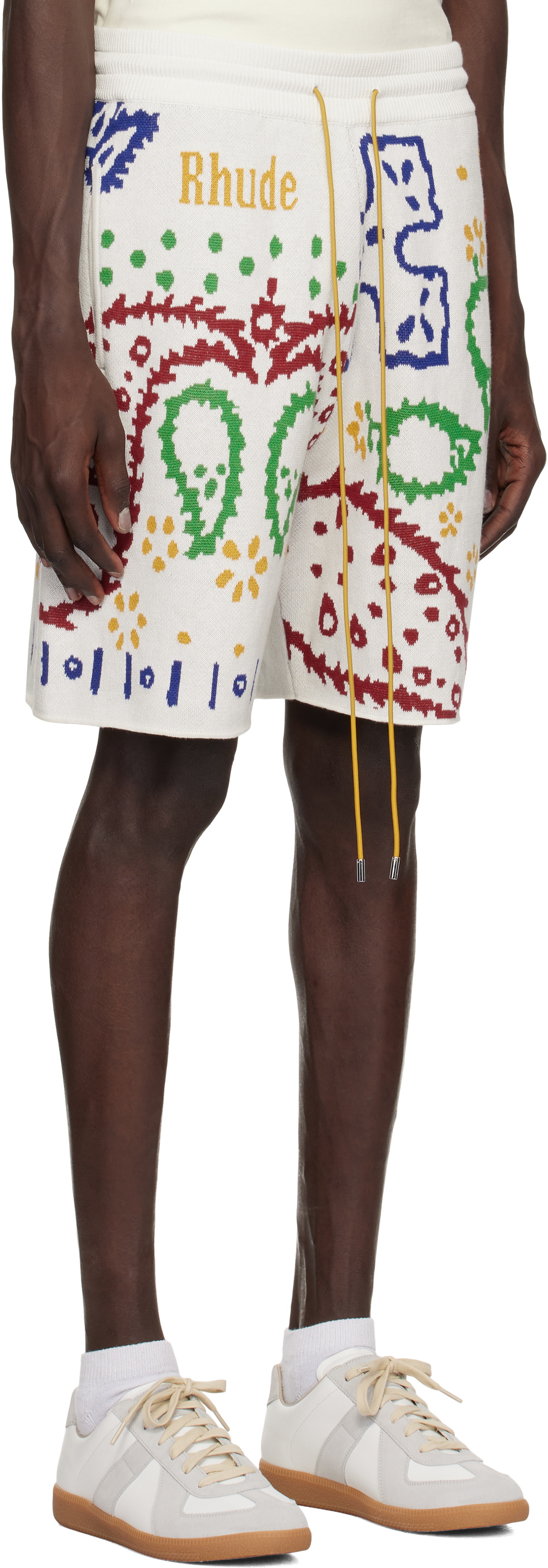 Rhude White Knit Bandana Shorts Rhude
