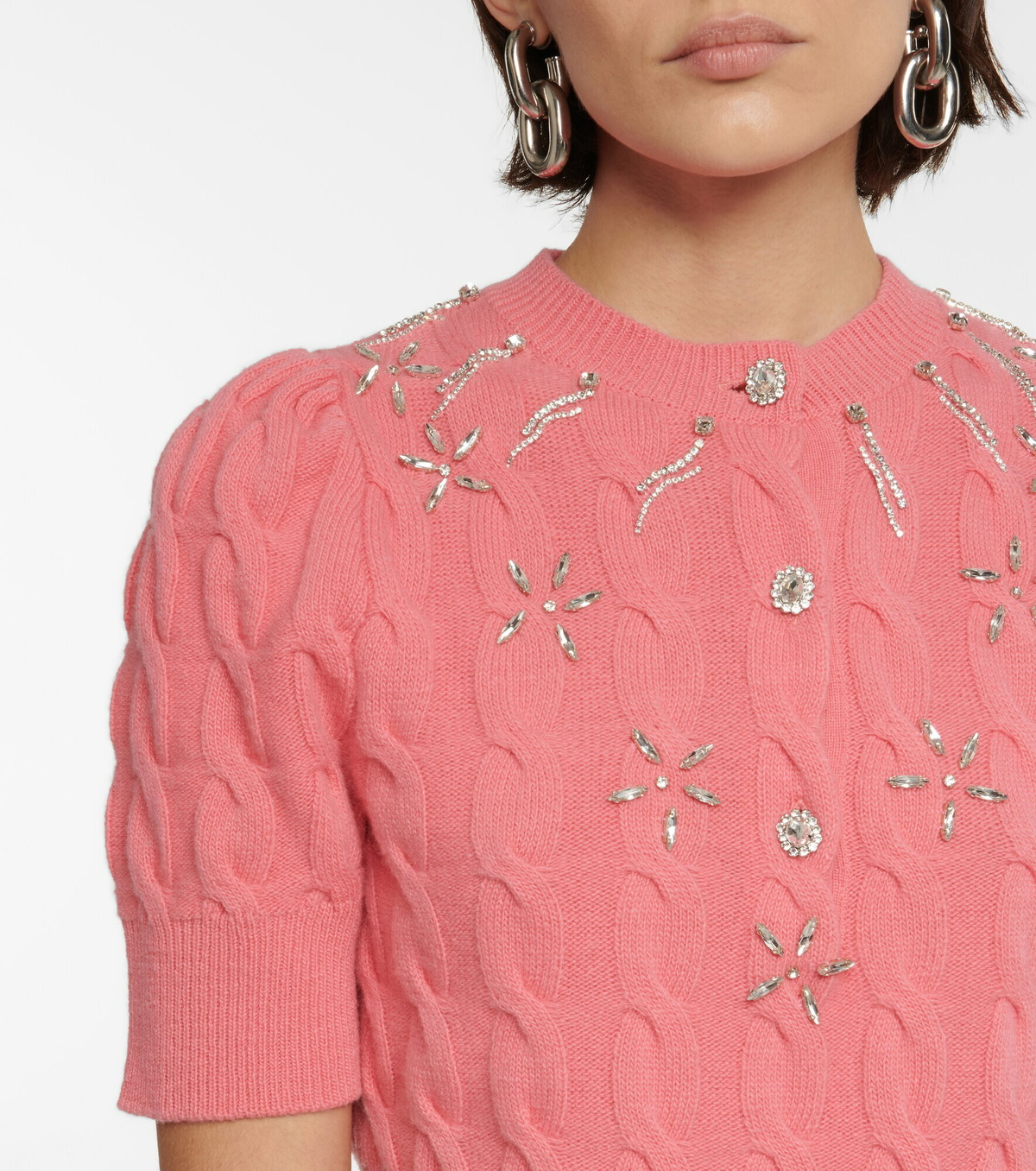 Paco Rabanne - Embellished cable-knit wool-blend top Paco Rabanne