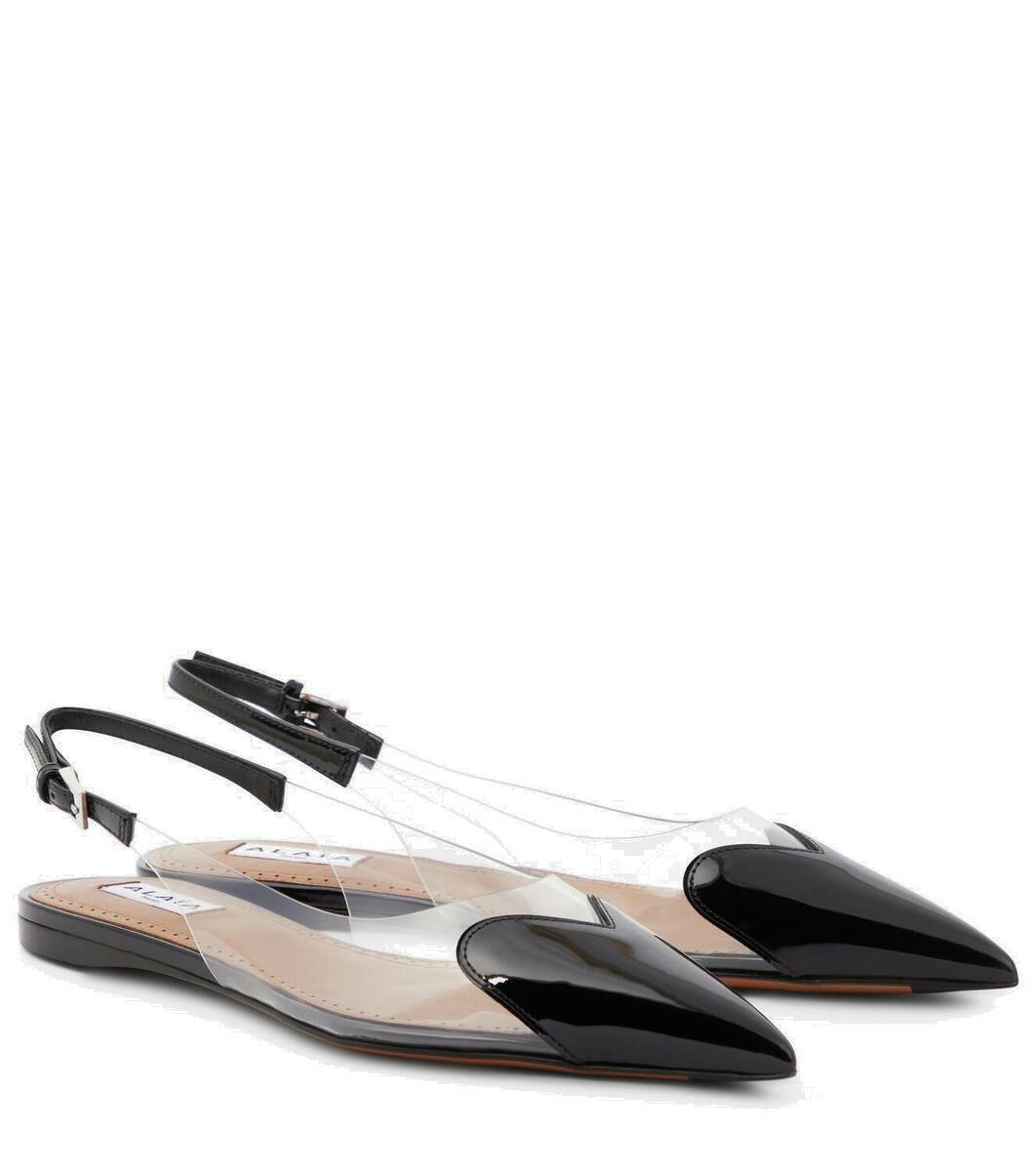 Alaïa Le Cœur patent leather and PU slingback flats ALAÏA