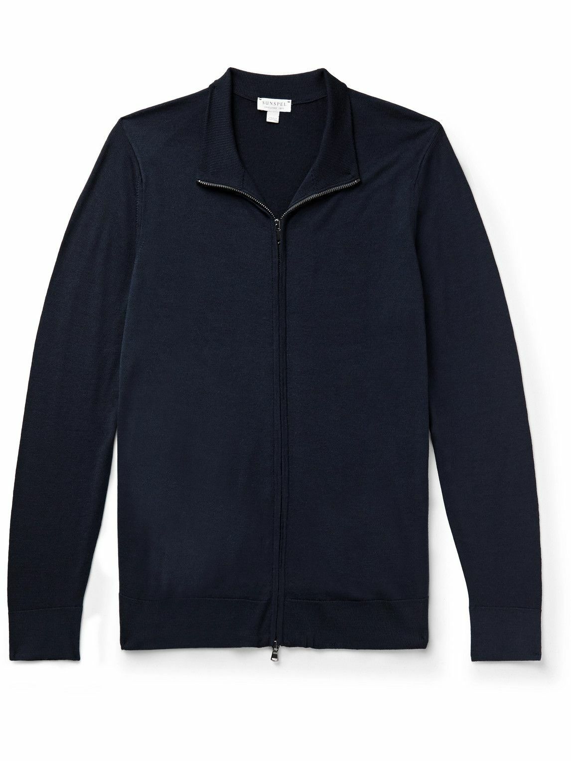 Sunspel - Merino Wool Zip-Up Cardigan - Blue Sunspel