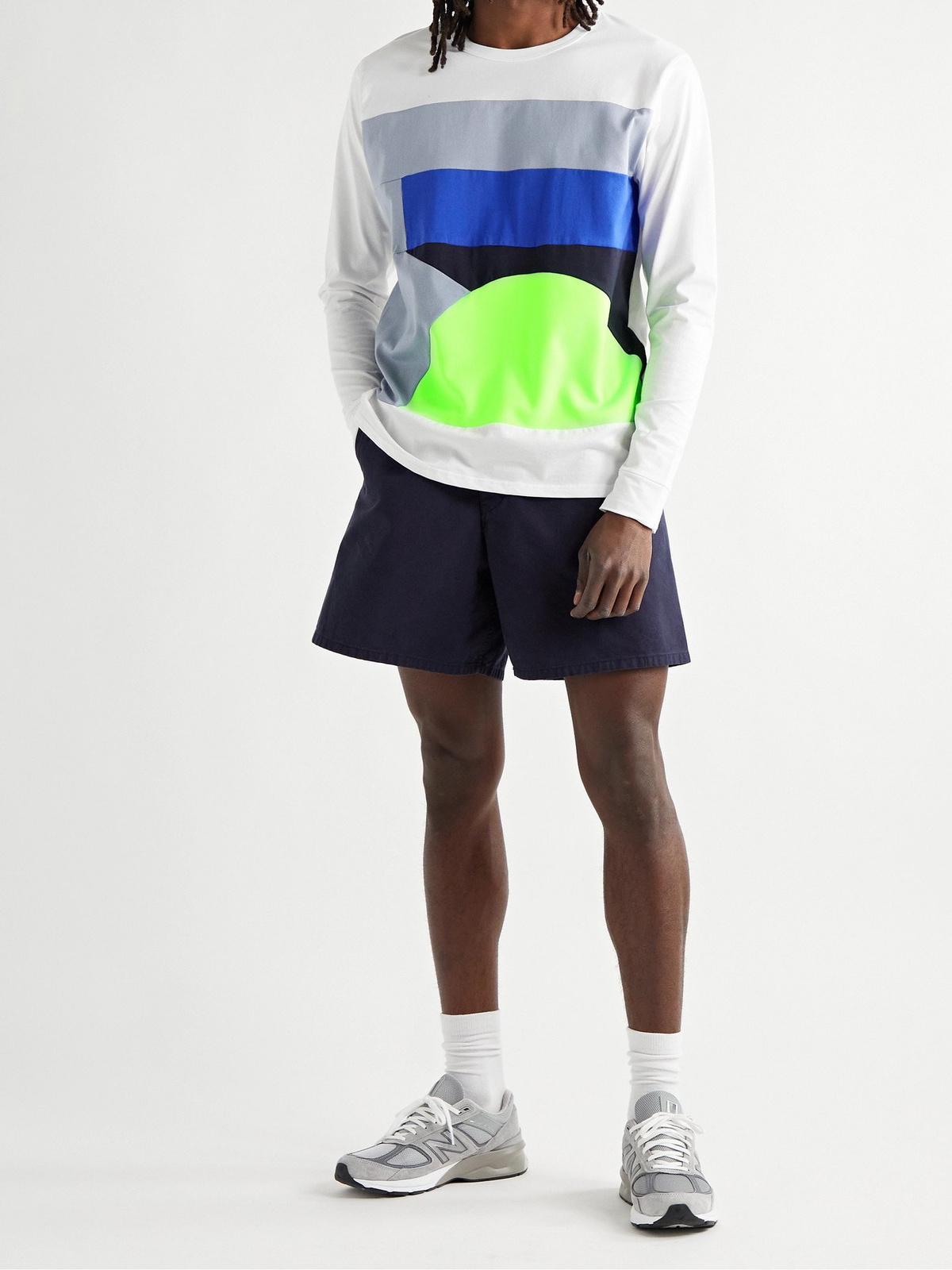 ALOYE - Colour-Block Cotton-Jersey T-Shirt - White Aloye