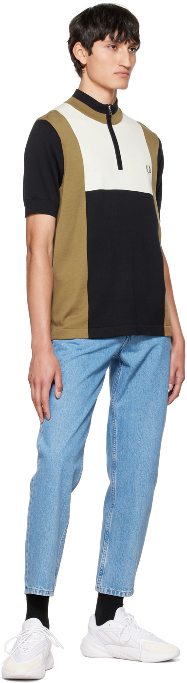 Fred Perry Black & Brown Colorblocked Cycling Polo Fred Perry