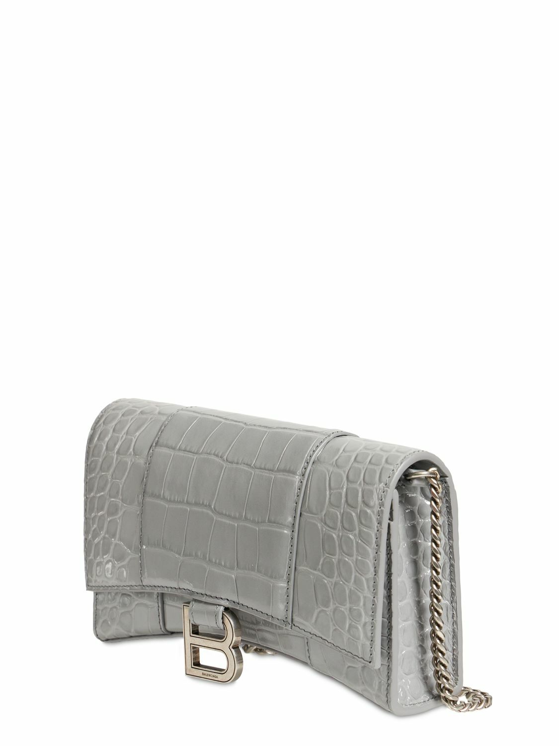 BALENCIAGA - Hourglass Embossed Leather Chain Wallet Balenciaga
