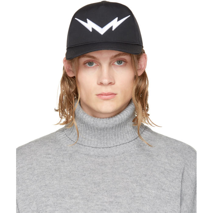 Neil Barrett Black Mirrored Thunderbolt Cap Neil Barrett