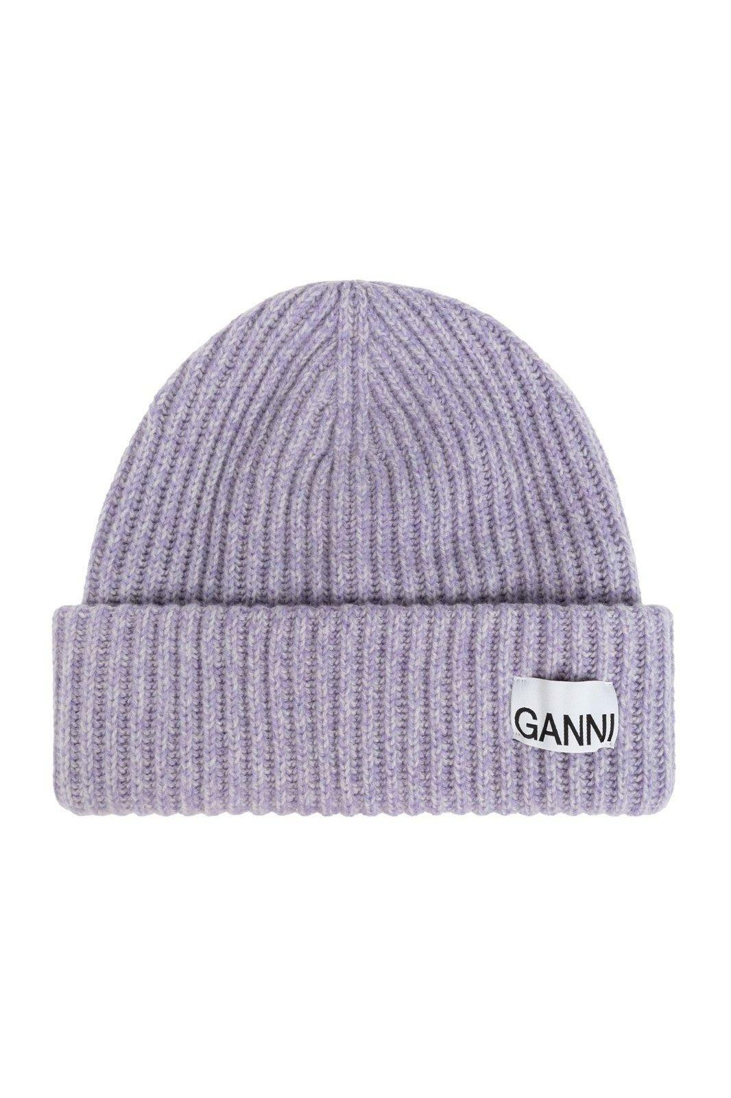 Ganni Logo Patch Knitted Beanie GANNI