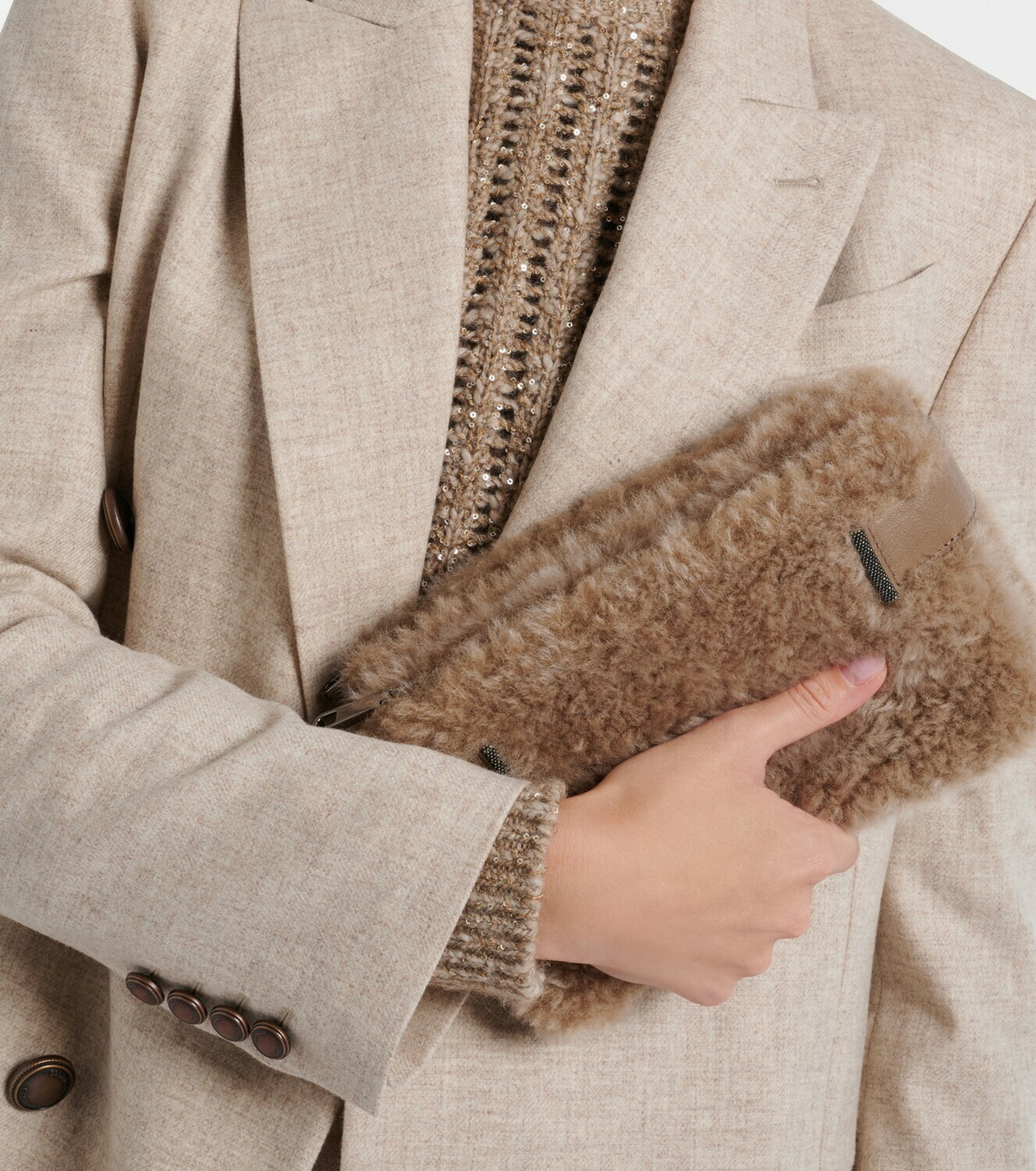 Brunello Cucinelli Small shearling clutch Brunello Cucinelli