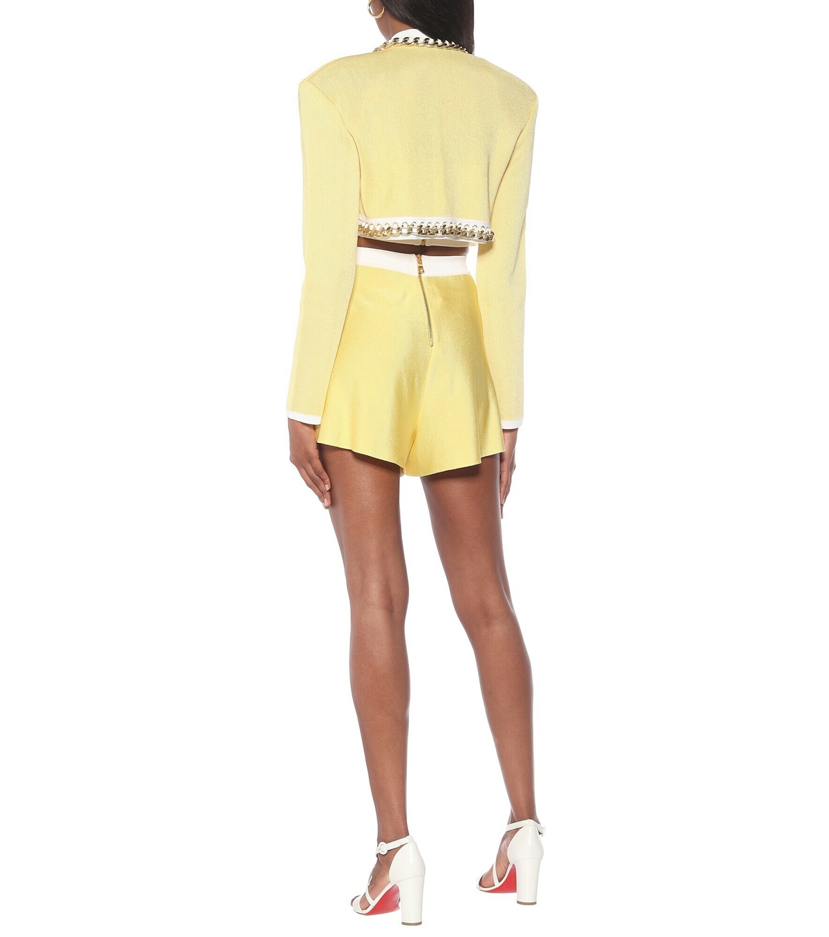 Balmain - Chain-link cropped knit jacket Balmain