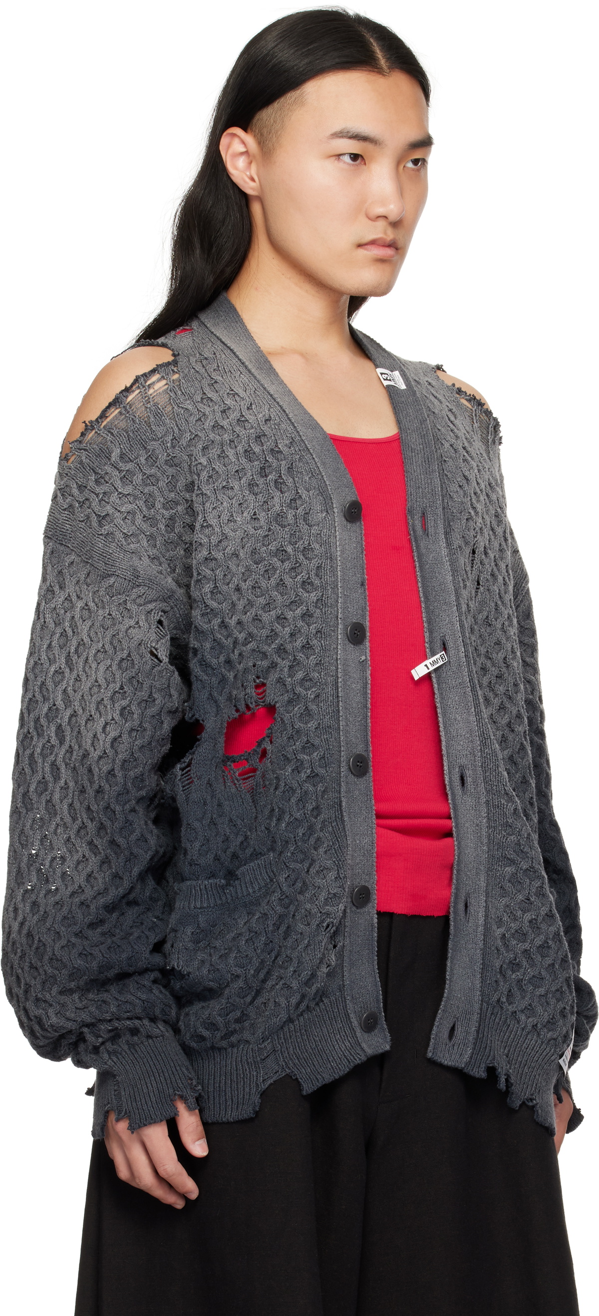 Maison MIHARA YASUHIRO Gray Sun Faded Like Knit Cardigan Maison MIHARA ...