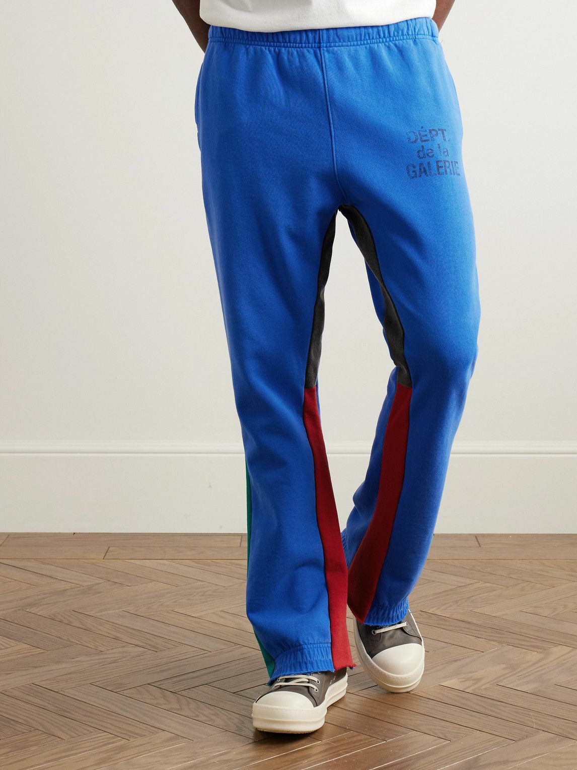 Gallery Dept. - Flared Denim-Panelled Logo-Print Cotton-Jersey ...