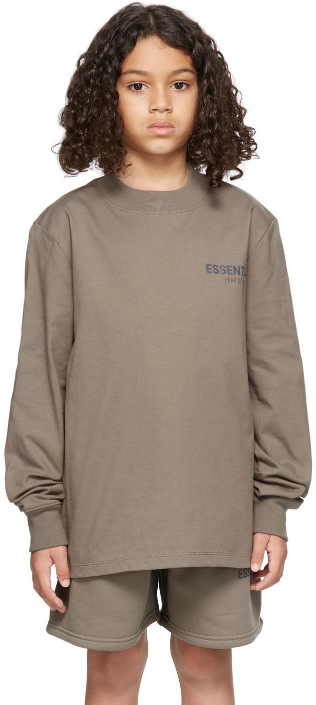 Essentials Kids Taupe Logo Long Sleeve T-Shirt Essentials