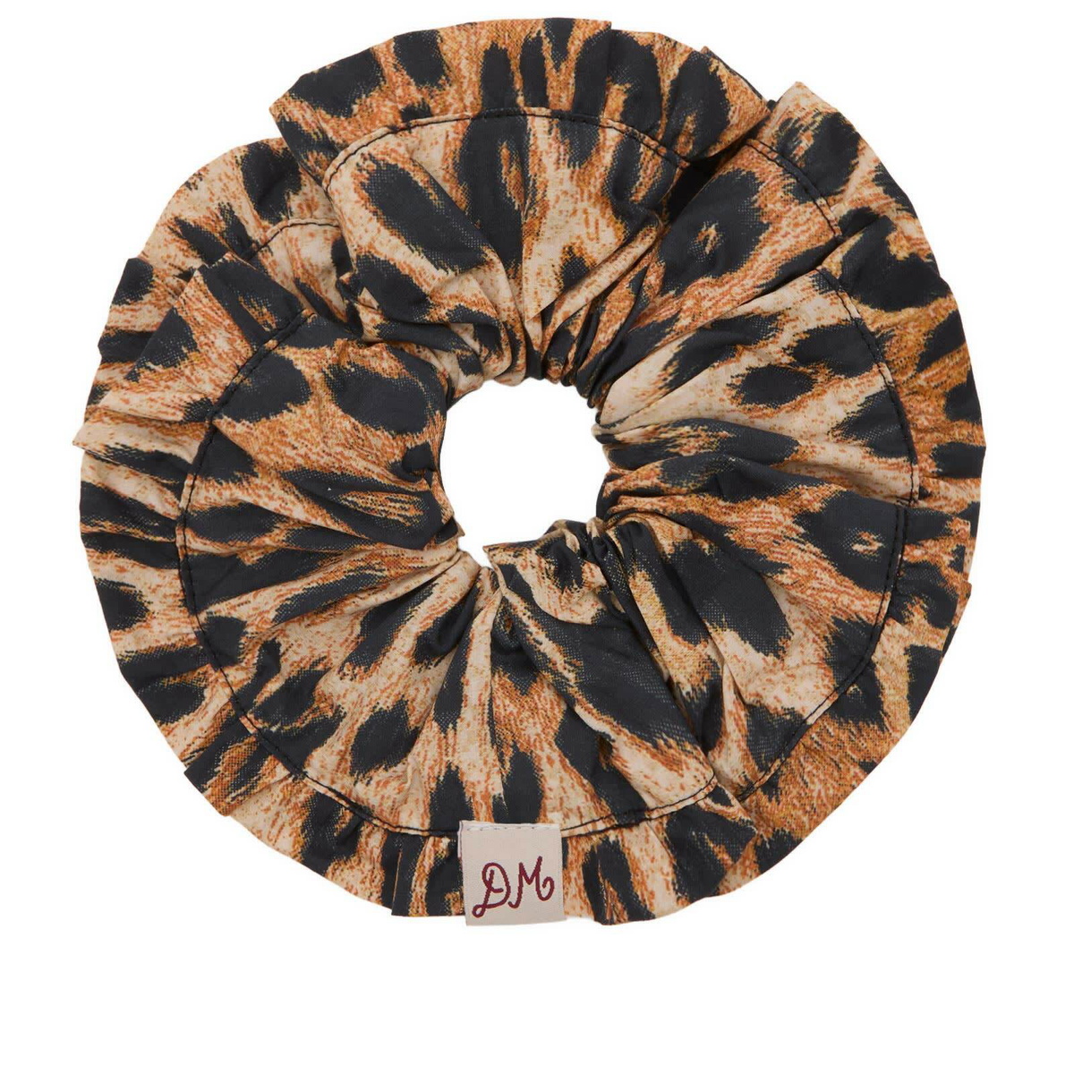 Damson Madder Women's Frill Edge Scrunchie in Brown Damson Madder