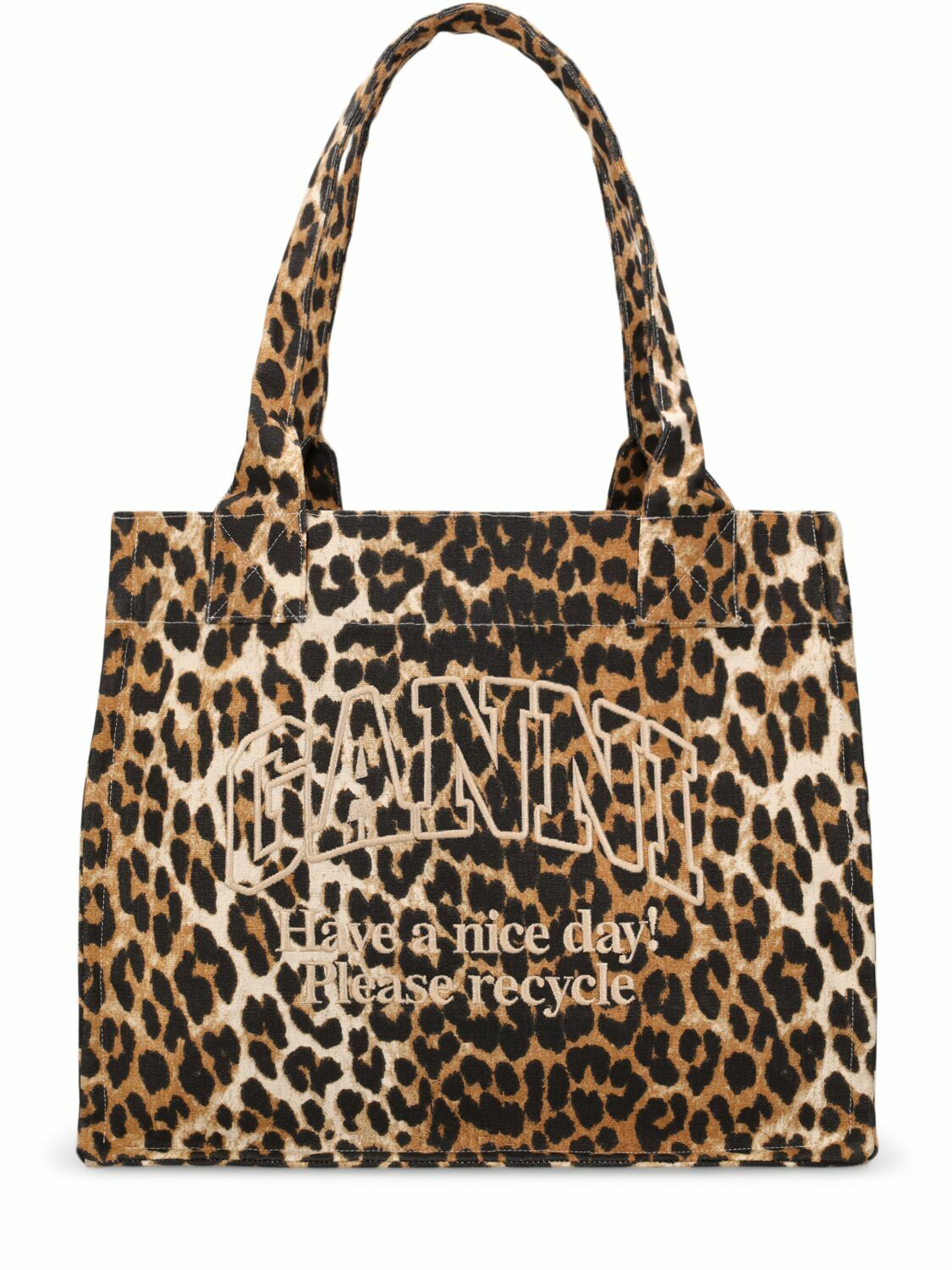 GANNI Large Easy Logo Cotton Tote Bag GANNI