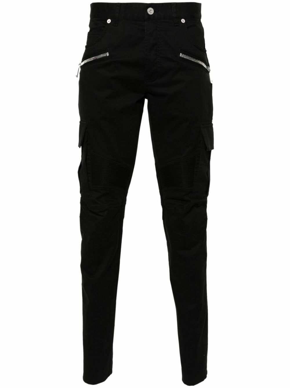 Balmain Black Tapered Cotton Cargo Trousers Balmain