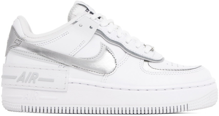 Nike White & Silver Air Force 1 Shadow Sneakers Nike