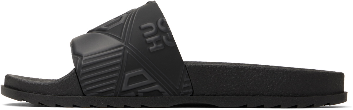 Hugo Black Italian-Made Mixed Logos Pool Slides Hugo Boss