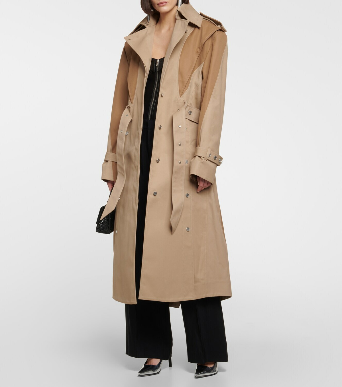 Mugler - Paneled cotton-blend gabardine trench coat Mugler