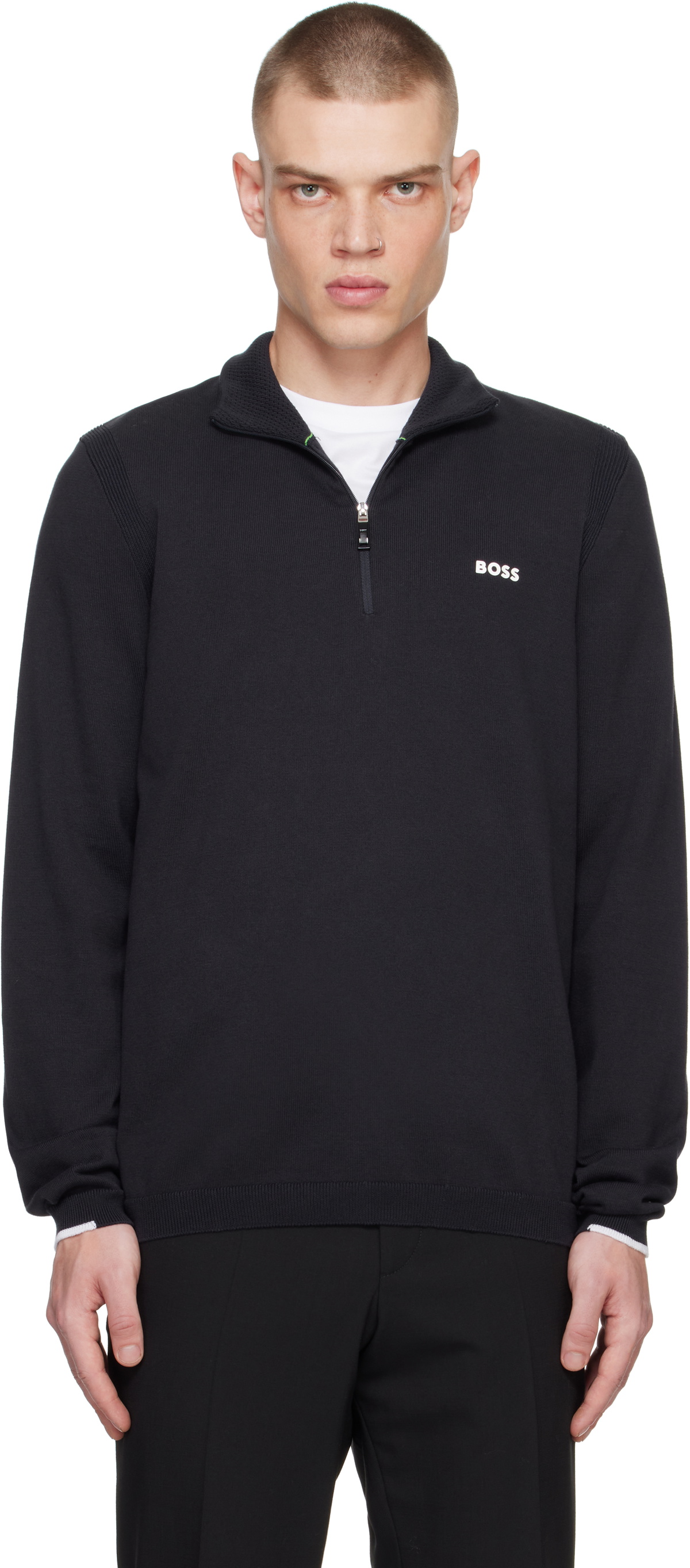 BOSS Navy Half-Zip Sweater BOSS