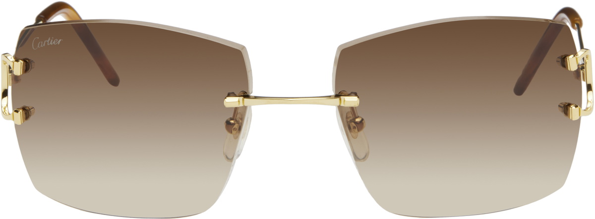 Cartier Gold Rimless Square Sunglasses Cartier
