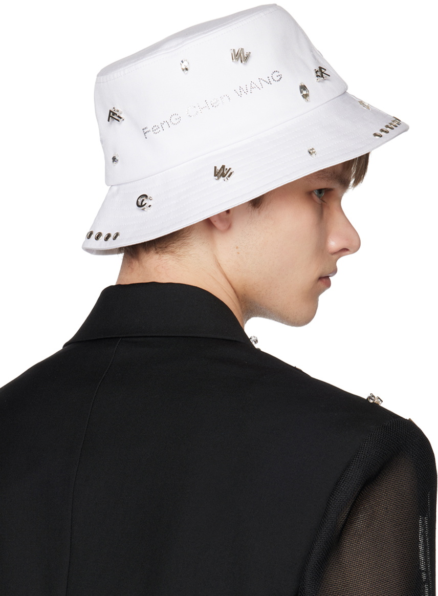 Feng Chen Wang White Decorated Bucket Hat Feng Chen Wang