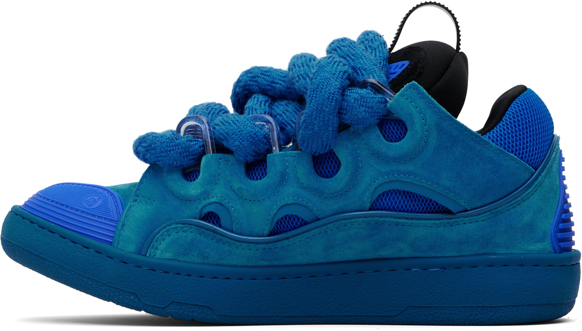 Lanvin Blue Curb Leather With Snake Laces Sneakers Lanvin