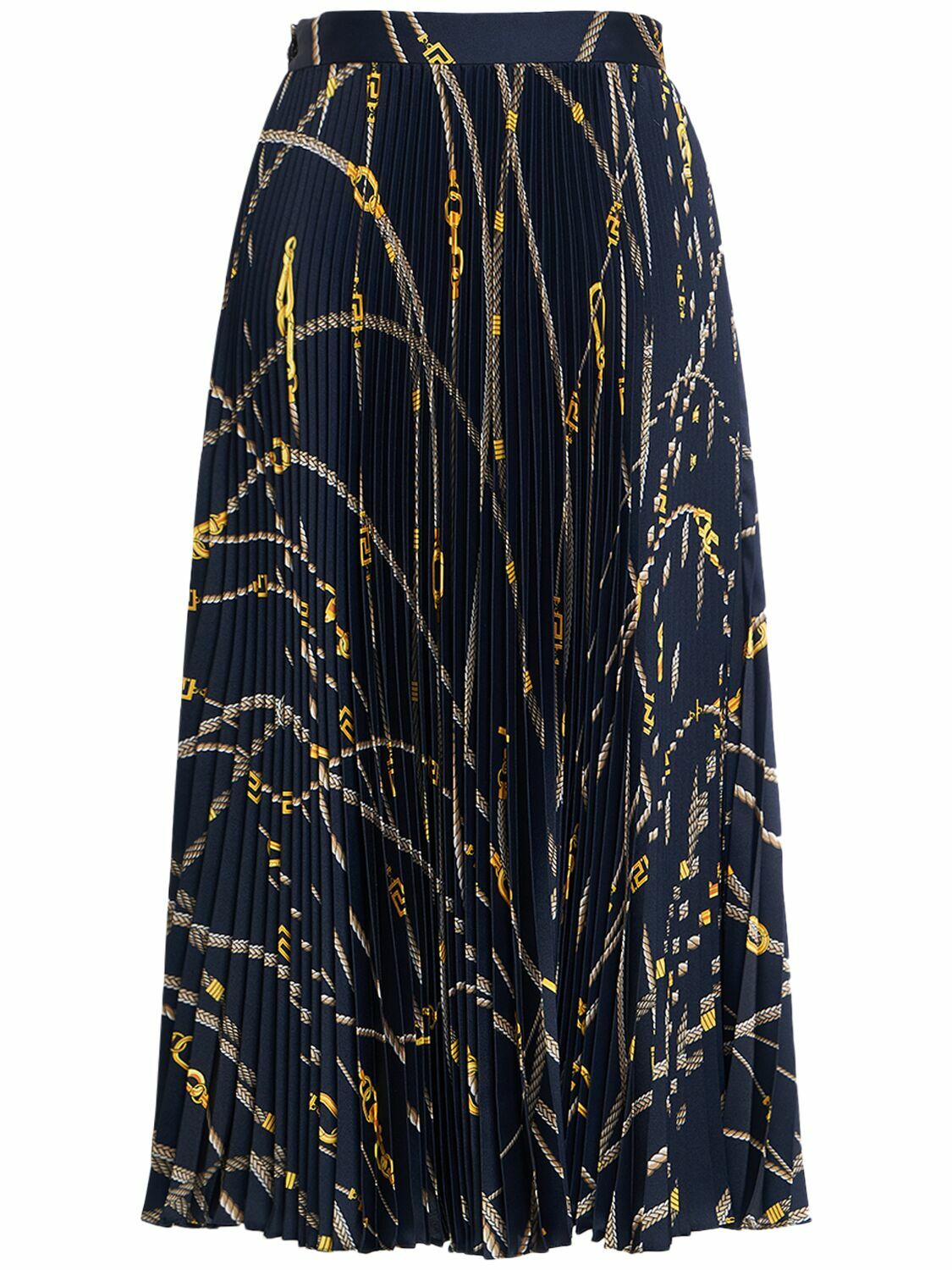 VERSACE - Printed Pleated Twill Midi Skirt Versace