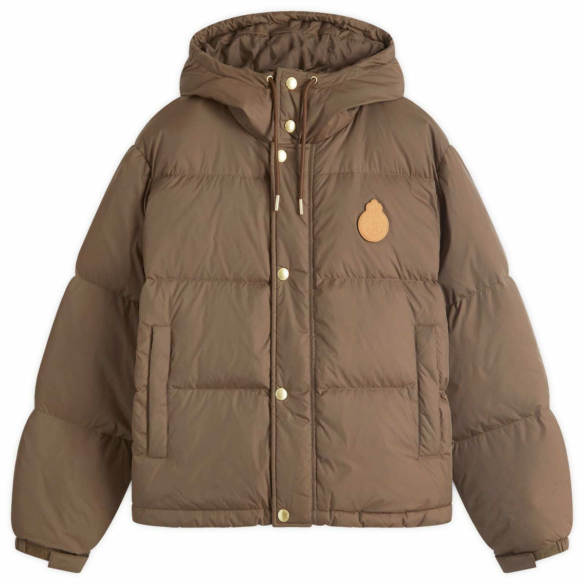 Sporty & Rich Women's Crown Puffer Jacket in Chocolate Tan Sporty & Rich