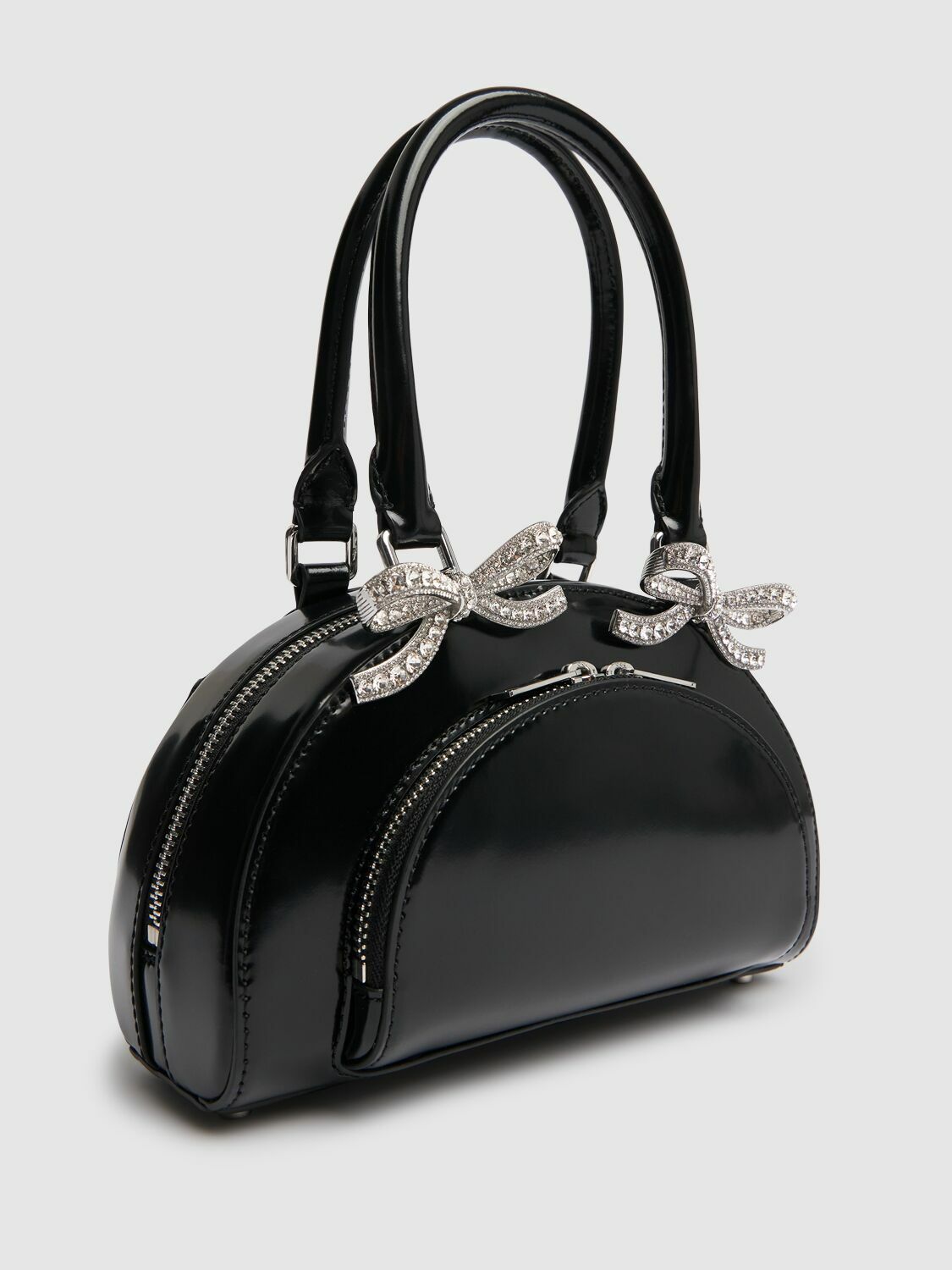 SELF-PORTRAIT Mini Leather Curved Top Handle Bag Self-Portrait