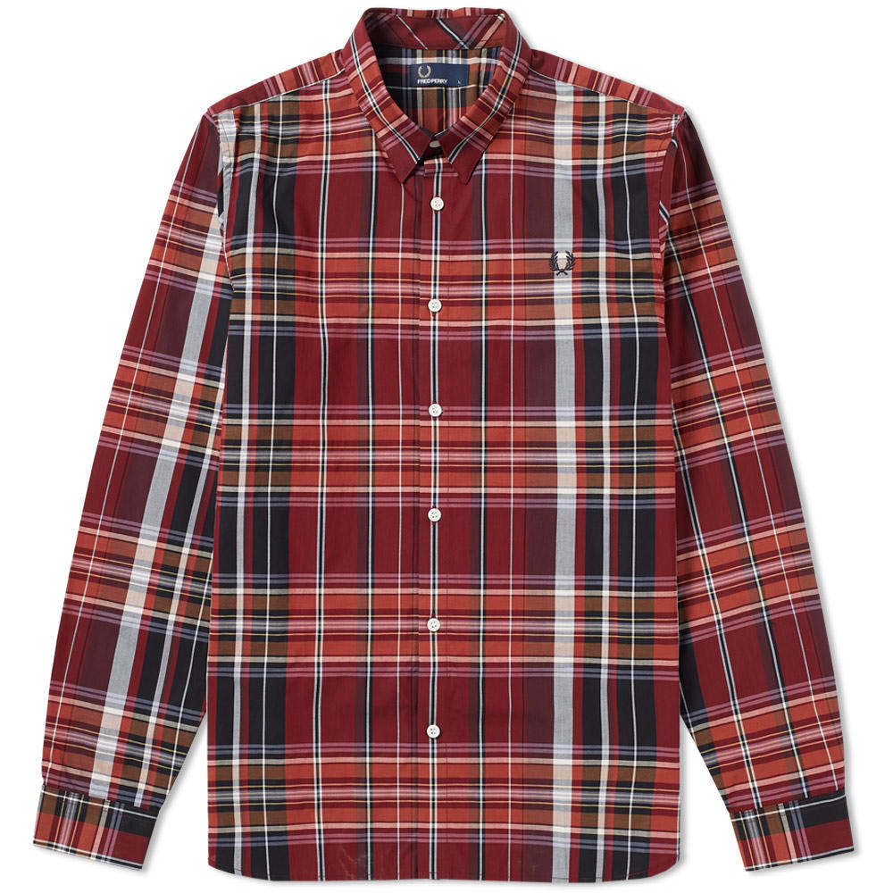 Fred Perry Enlarged Regimental Tartan Shirt Red Fred Perry