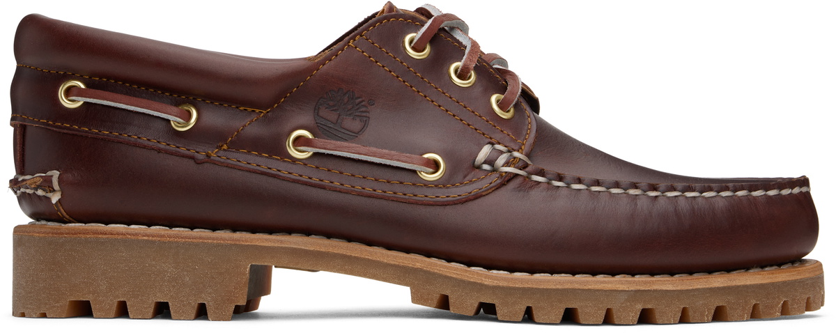 Timberland Burgundy 3-Eye Lug Handsewn Boat Shoes Timberland