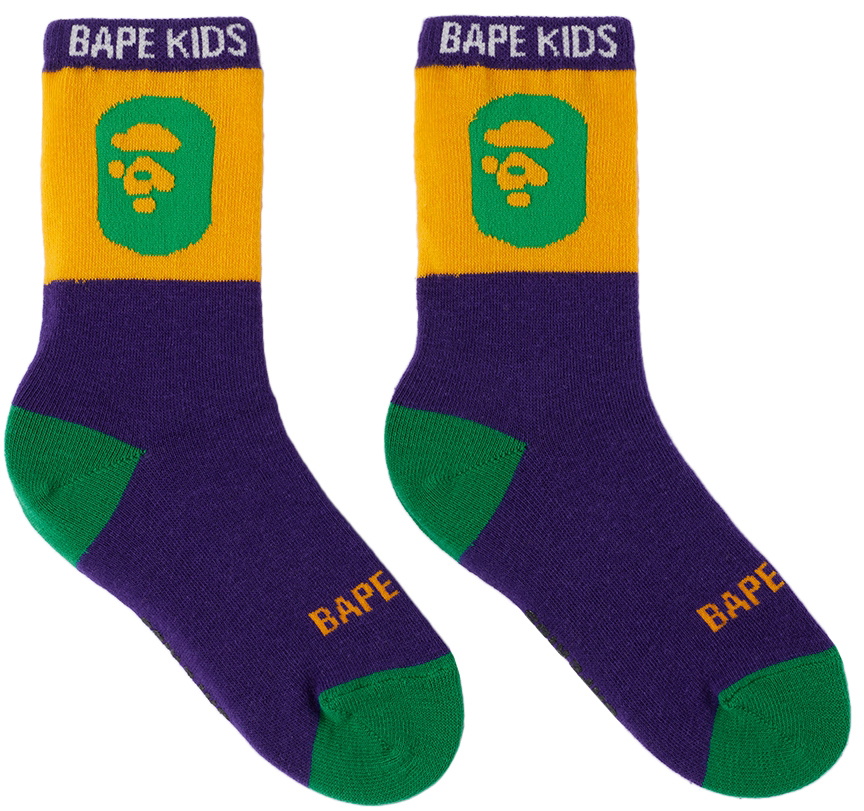 BAPE Kids Purple Ape Head Socks A Bathing Ape