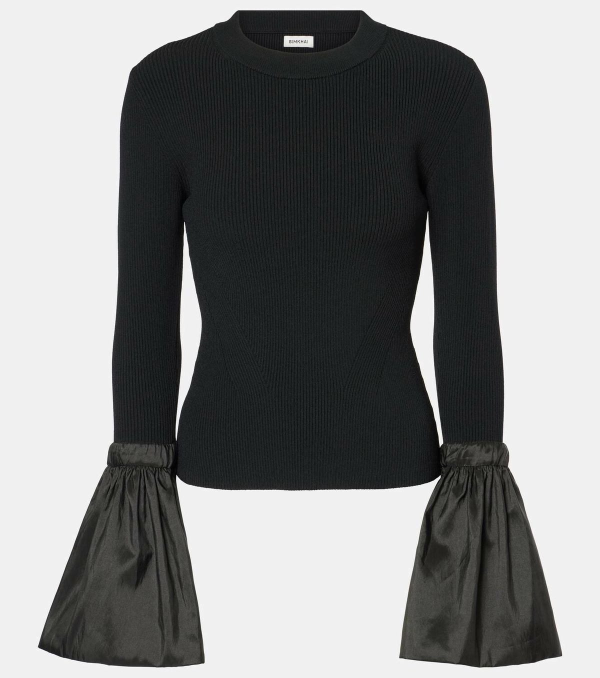 Simkhai Agata taffeta-trimmed ribbed-knit top Simkhai
