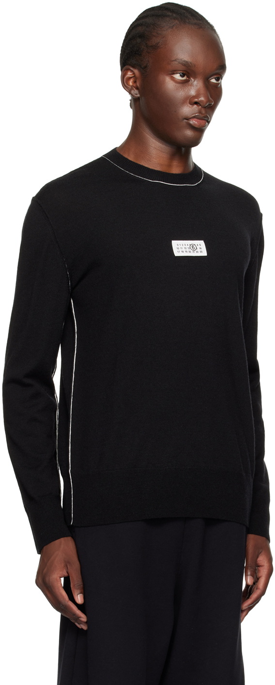 MM6 Maison Margiela Black Virgin Wool Logo Patch Sweater MM6 Maison ...