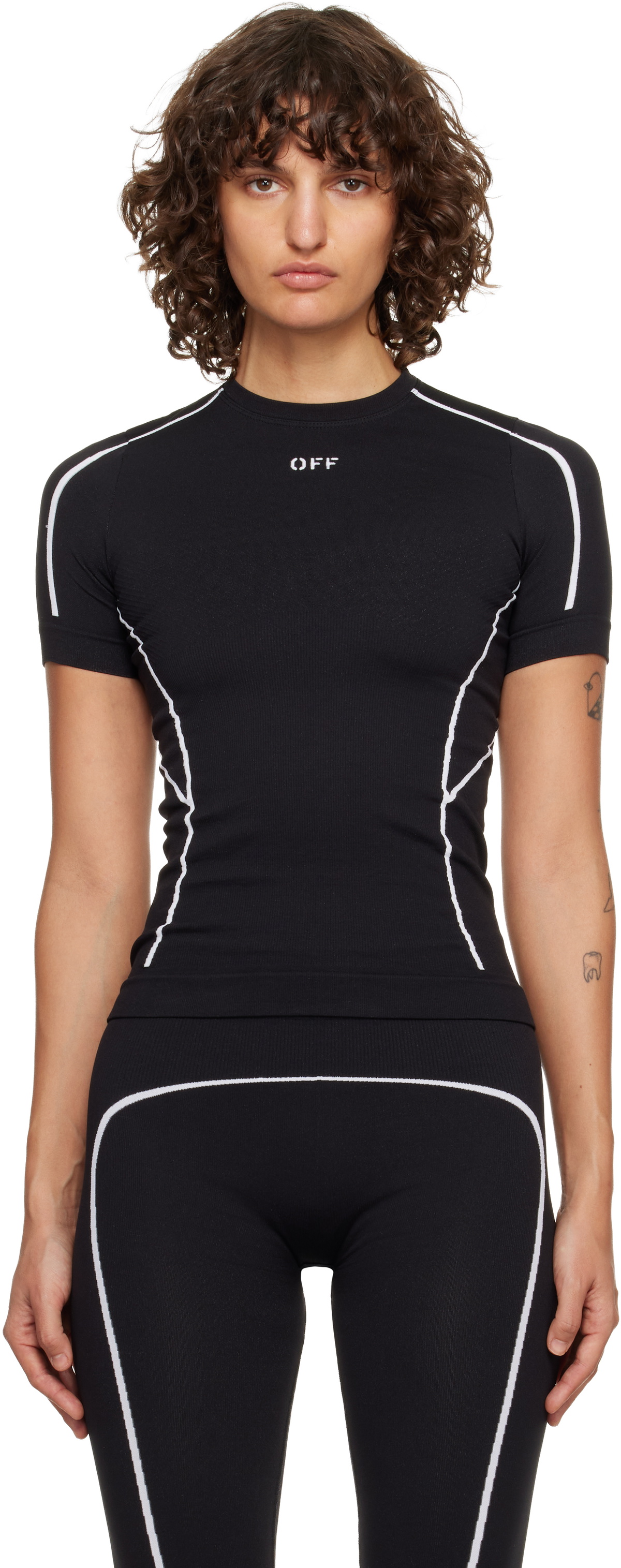 Off-White Black Off Stamp Seamless Short Sleeve Sport Top Off-White